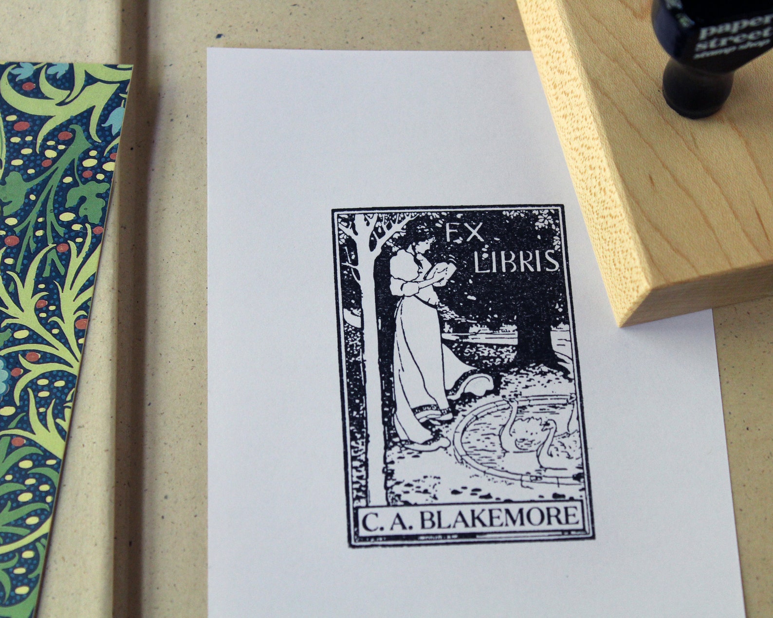 Ex Libris Bookplate Stamp - Victorian Woman Swans - Perfect Book Lover ...