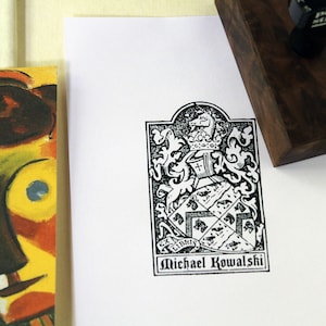 Ex Libris Bookplate Stamp - Medieval Coat of Arms - Gift Book Lover ...