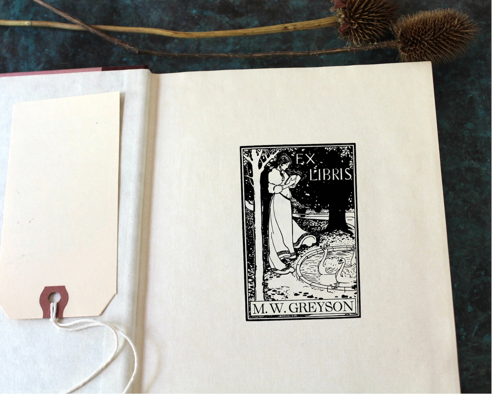 Ex Libris Bookplate Stamp - Victorian Woman Swans - Perfect Book Lover ...
