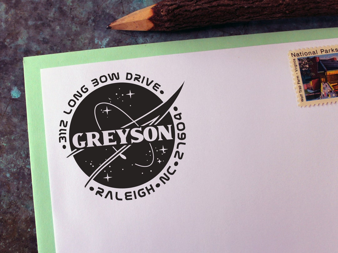 Custom Address Stamp, NASA Space - Personalized Gift - Housewarming ...