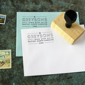Custom Address Stamp, Modern Lines - Personalized Gift - Housewarming ...