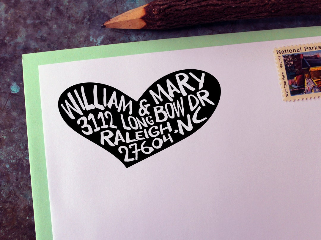 Custom Address Stamp, Heart Shape - Personalized Gift - Housewarming ...