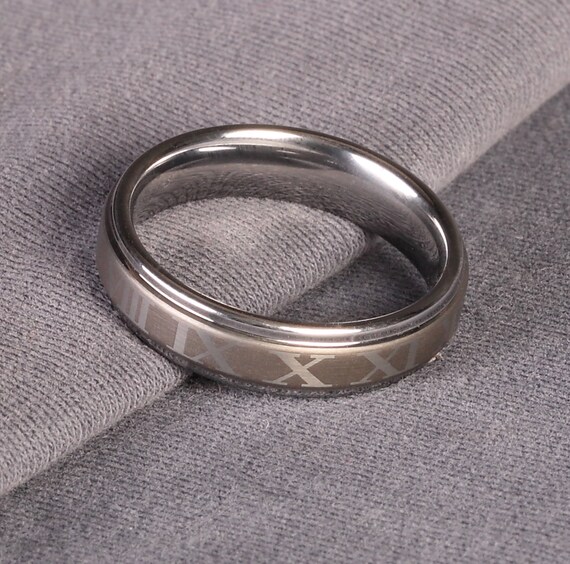 Roman Numeral Tungsten Wedding Band Brushed Tungsten Ring - Etsy