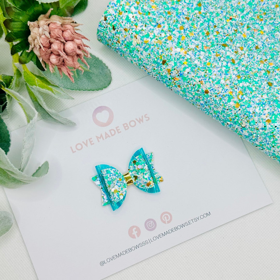 Teal Hair Bow, Dog Hair Bows on Clips, Bows on Rubberbands, Small Hair ...