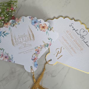 Vintage Fan Wedding Invitation With Tassel - Etsy