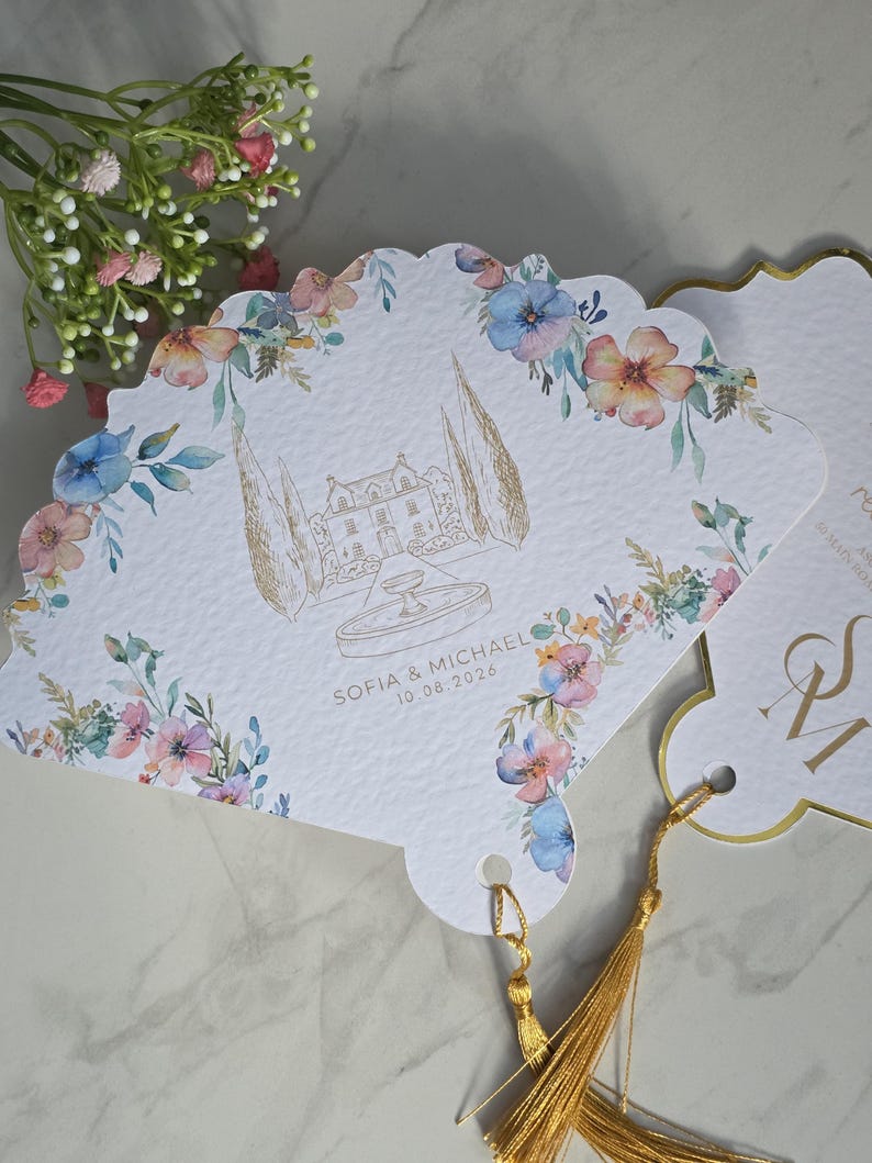 Vintage Fan Wedding Invitation With Tassel - Etsy