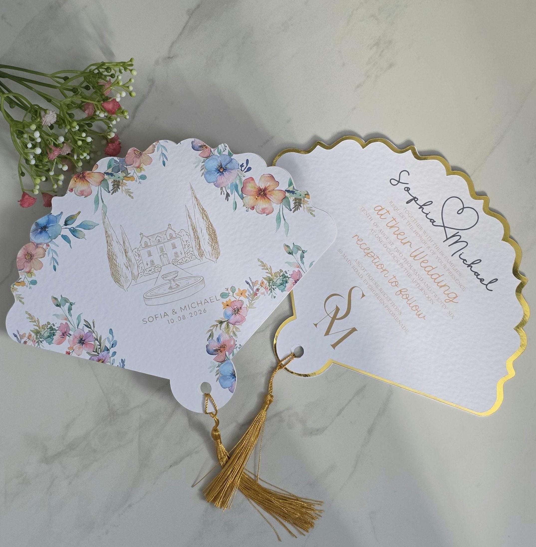 Vintage Fan Wedding Invitation With Tassel - Etsy