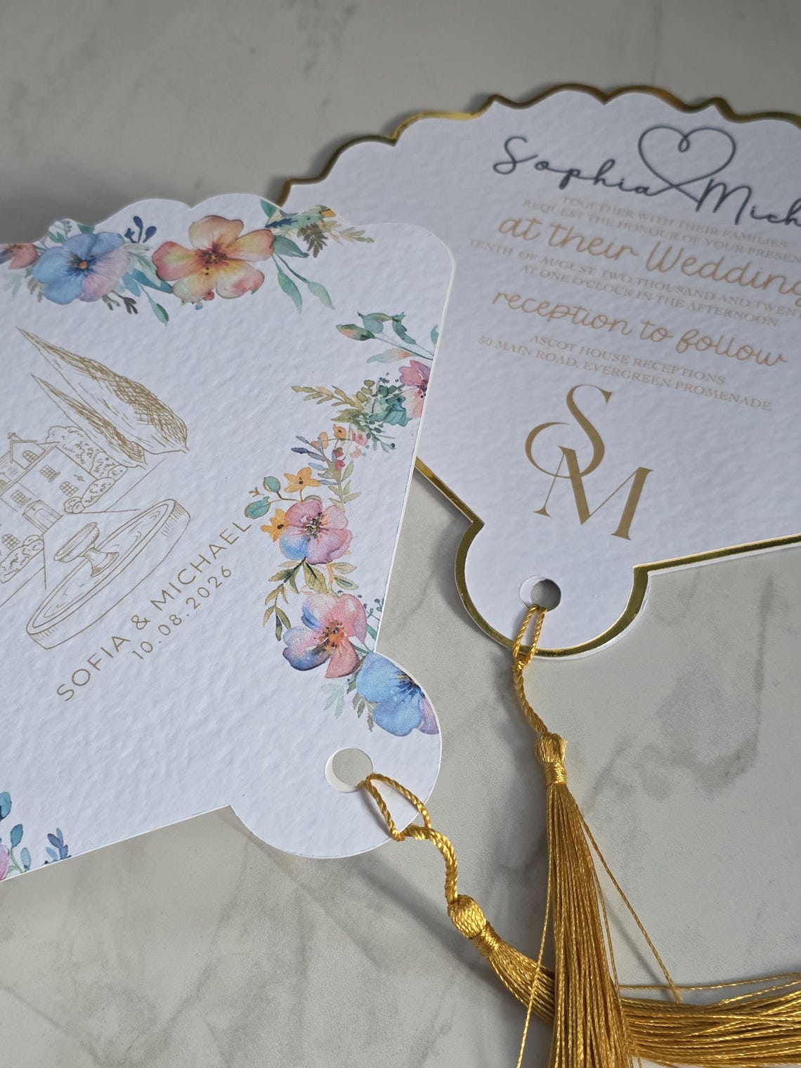 Vintage Fan Wedding Invitation With Tassel - Etsy