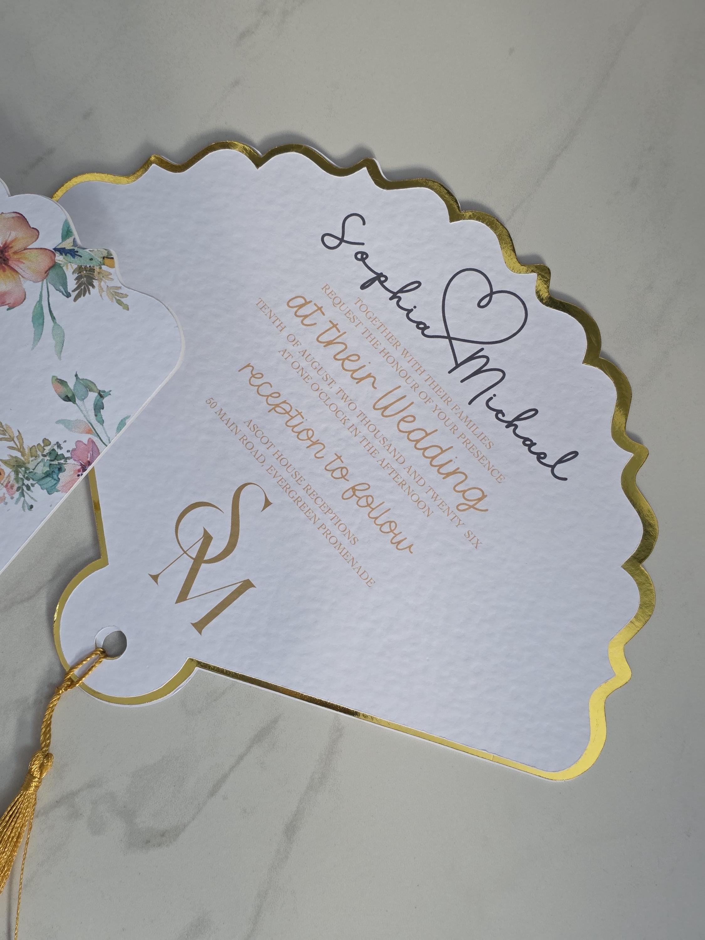 Vintage Fan Wedding Invitation With Tassel - Etsy