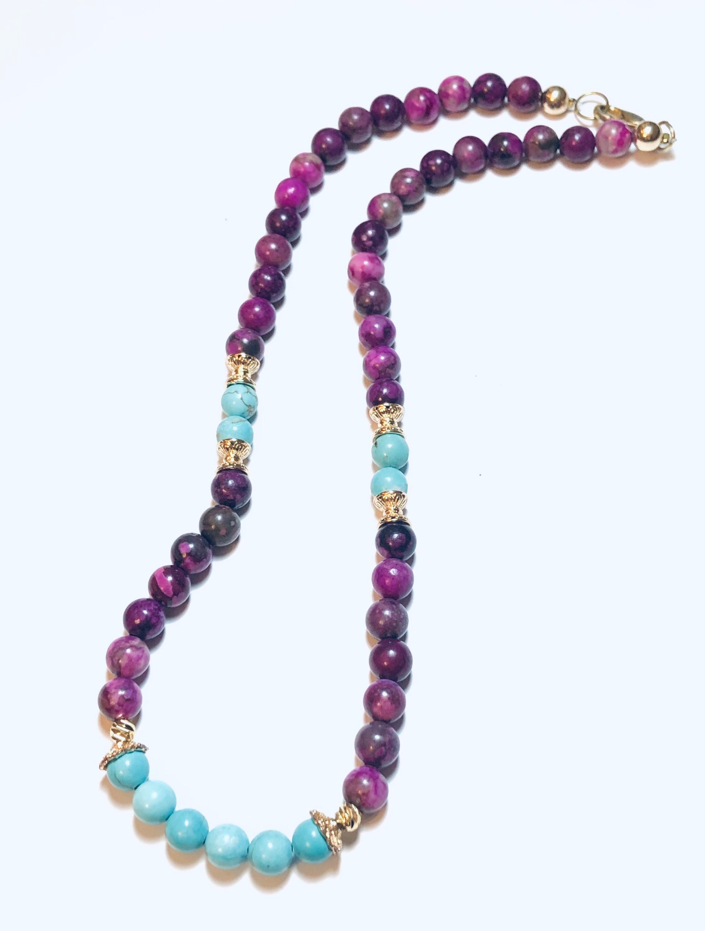 Sugilite beaded necklace for her Sugilite&Turquoise with | Etsy