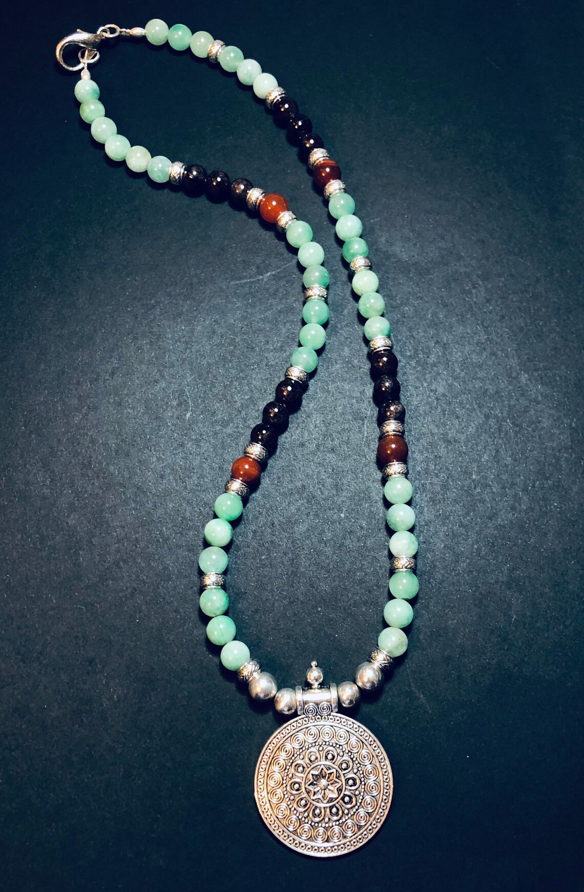 Bohemian Silver Pendant Necklace Multi Colors Gems With 925 - Etsy