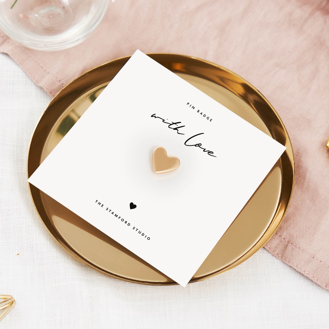 Gold Heart Pin, Cute Heart Gold Lapel Pin, Bridesmaid Gift, Hen Party ...