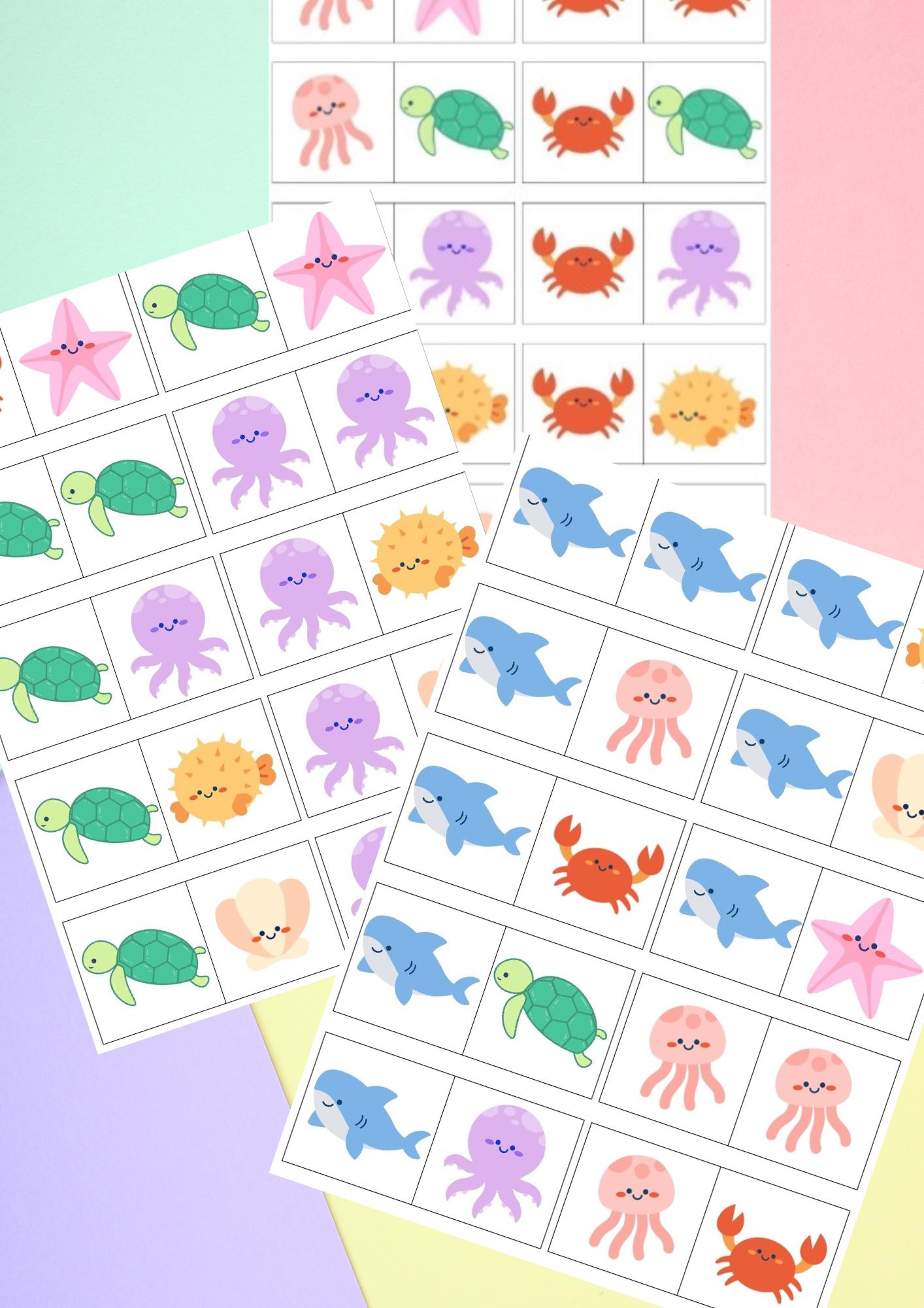 Colorful Sea Animals Kids Dominoes Instant Download for Hours of Fun - Etsy