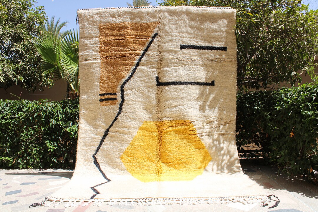 Traditional Moroccan Rug, Wool Rugs for Living Room, Large Bohemian ...