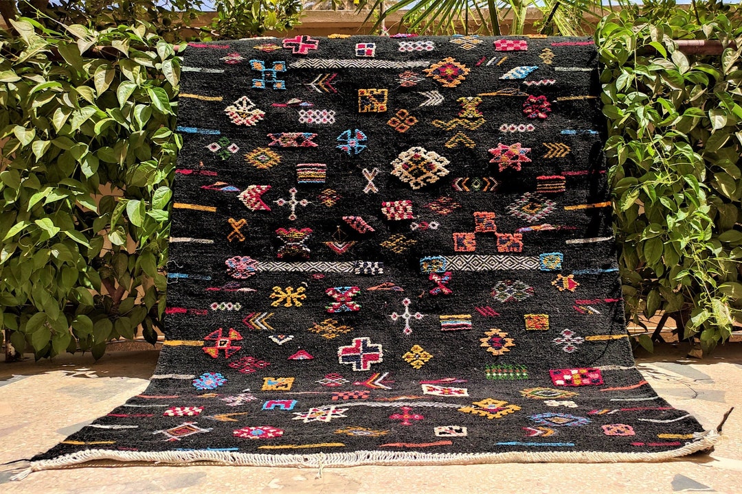 Black Moroccan Rug, Rugs for Living Room, Berber Rug, Teppich, Moroccan ...