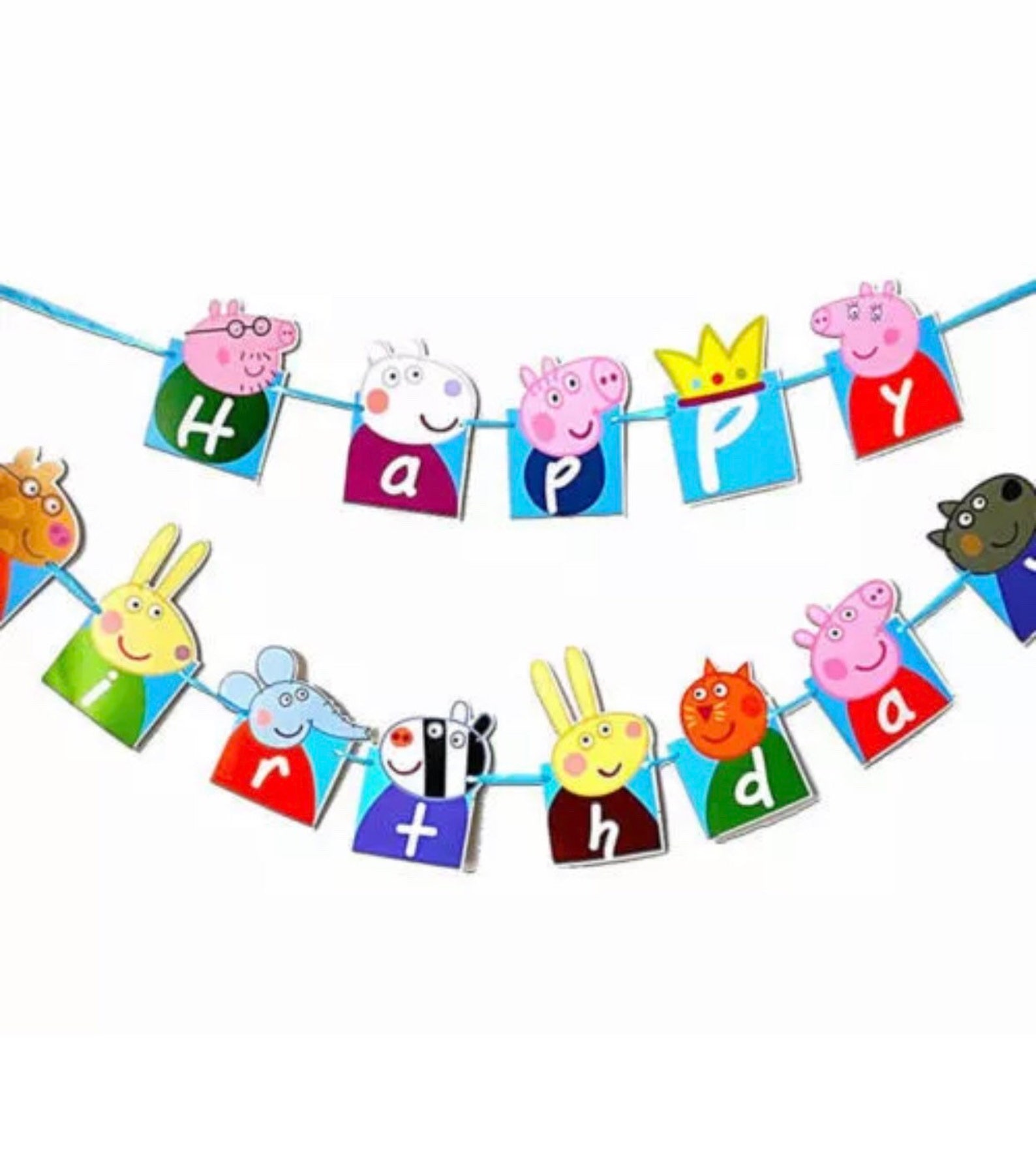 Celebration Peppa Pig Happy Birthday Banting Flag Kids Party | Etsy
