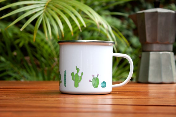 Cactus Cup Cactus Cup Enamel Cup With Cactus Cactus Cup - Etsy