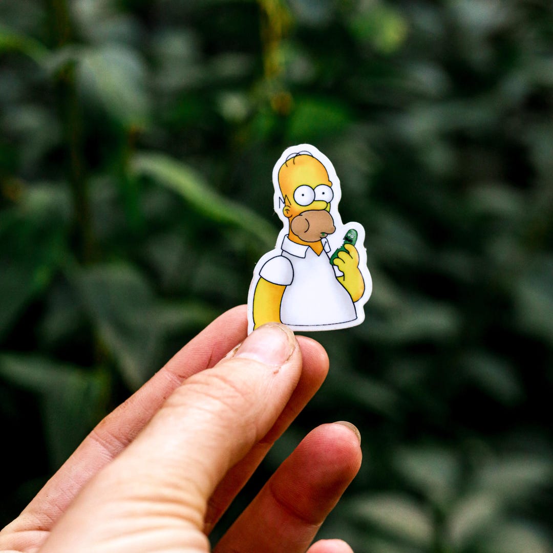 Homer Simpson Eating Pickle Rick Sticker - Funny Pop Culture Decal - Etsy