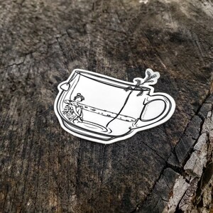 Girl in Glass Tea Cup Sticker- Waterproof Laptop & Water Bottle Sticker ...