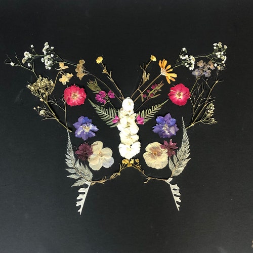 Vintage Butterfly Handmade Pressed Flower Art 16X20 | Etsy