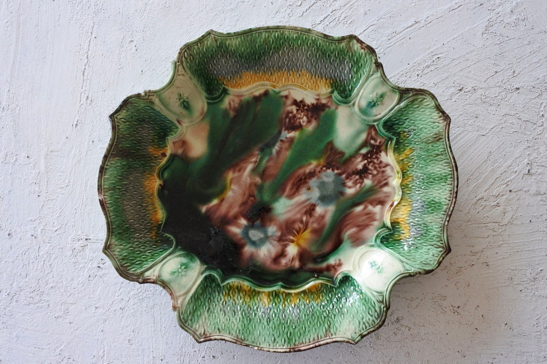 Whieldon Type Creamware Marble Pattern Rice Grain Relief Rim Plate ...