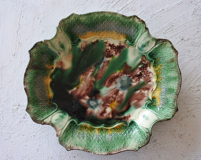 Whieldon Type Creamware Marble Pattern Rice Grain Relief Rim Plate ...