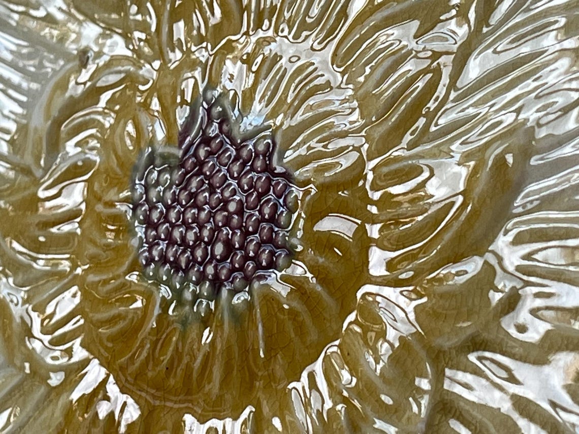 France Antique French Vintage Barbotine Lovely Pink Flower Plate 22.5cm ...