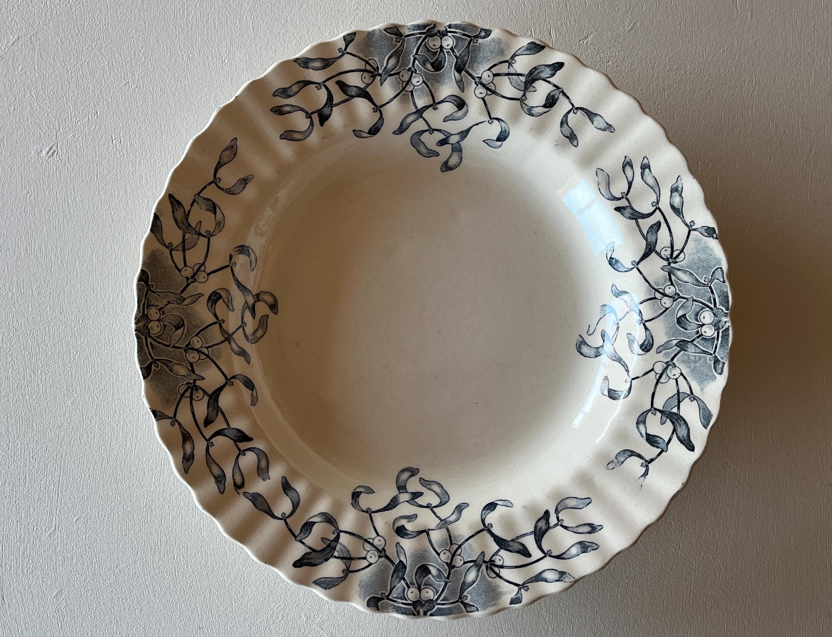 France Antique Longchamp Mistletoe Gui Large Deep Plate Blue Diameter ...