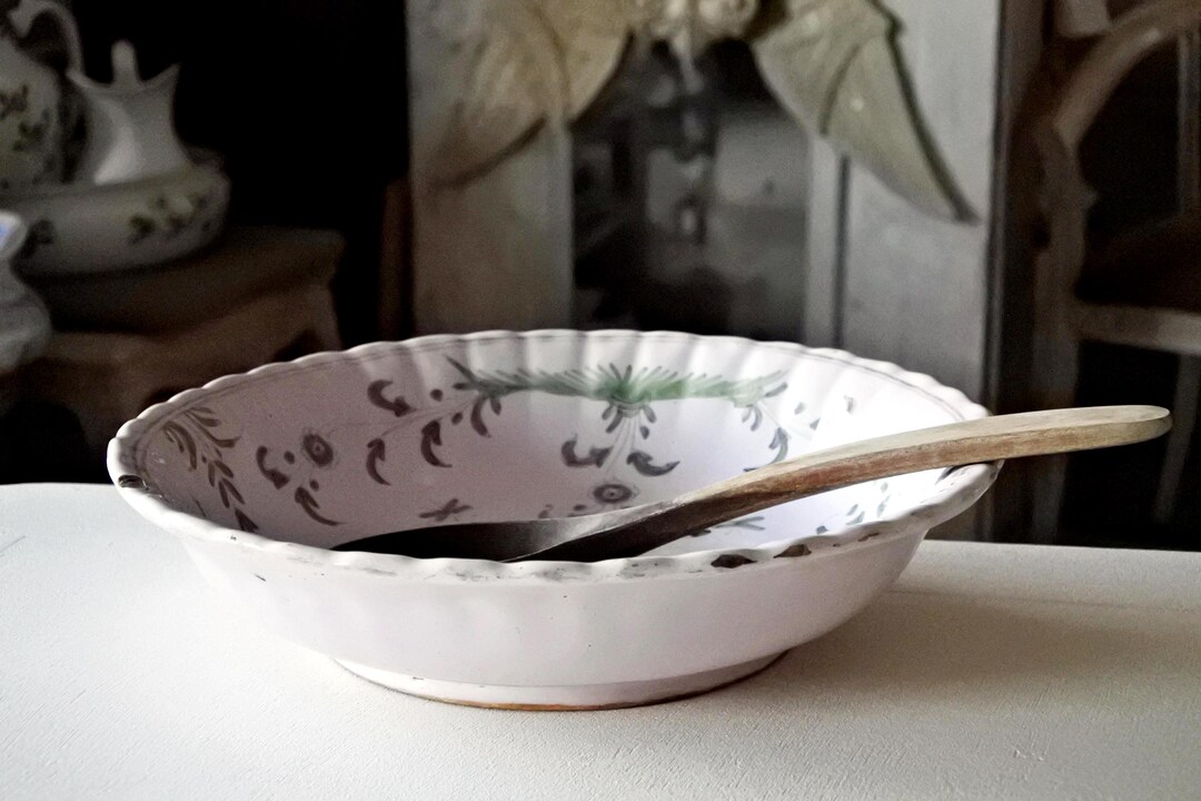 France Antique Faience White Glaze Deep Plate Saladier Moustiers French ...