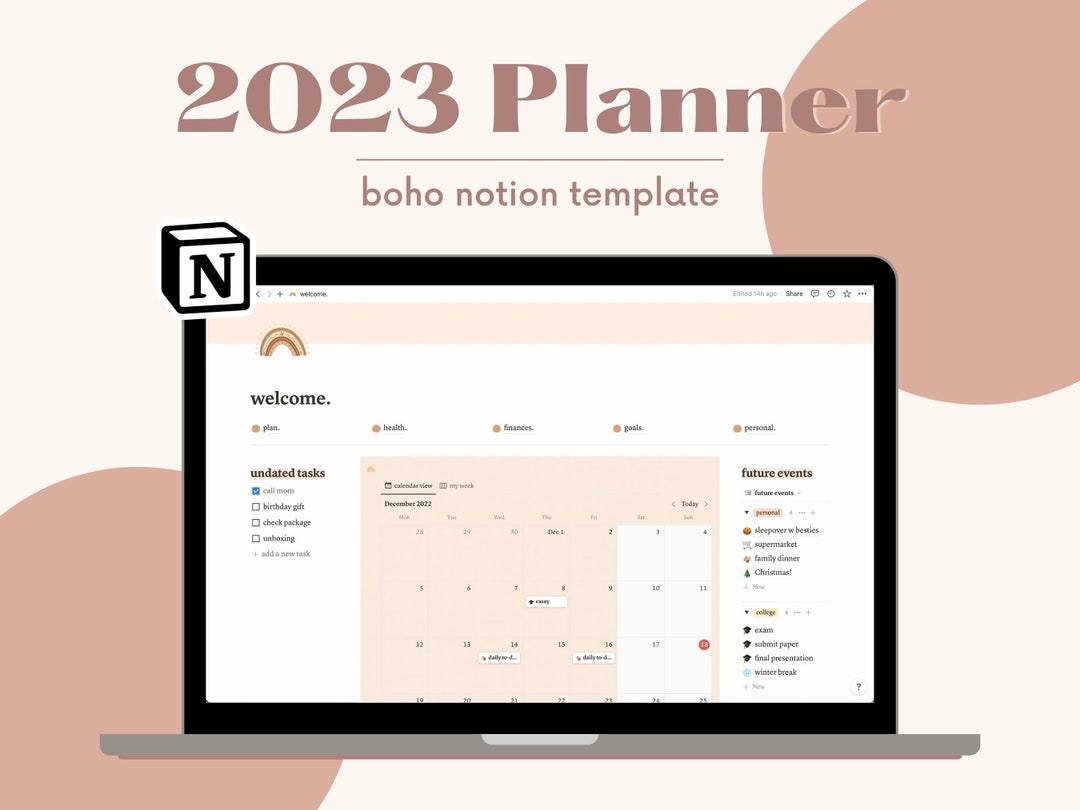 2023 BOHO PLANNER Notion Template - Etsy