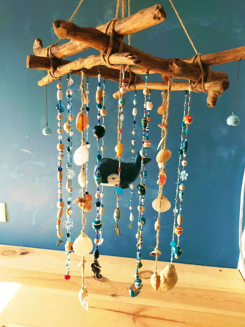 Bead Wind Chime, Boho Sun Catcher, Wooden Decor, Beaded Windchimes ...