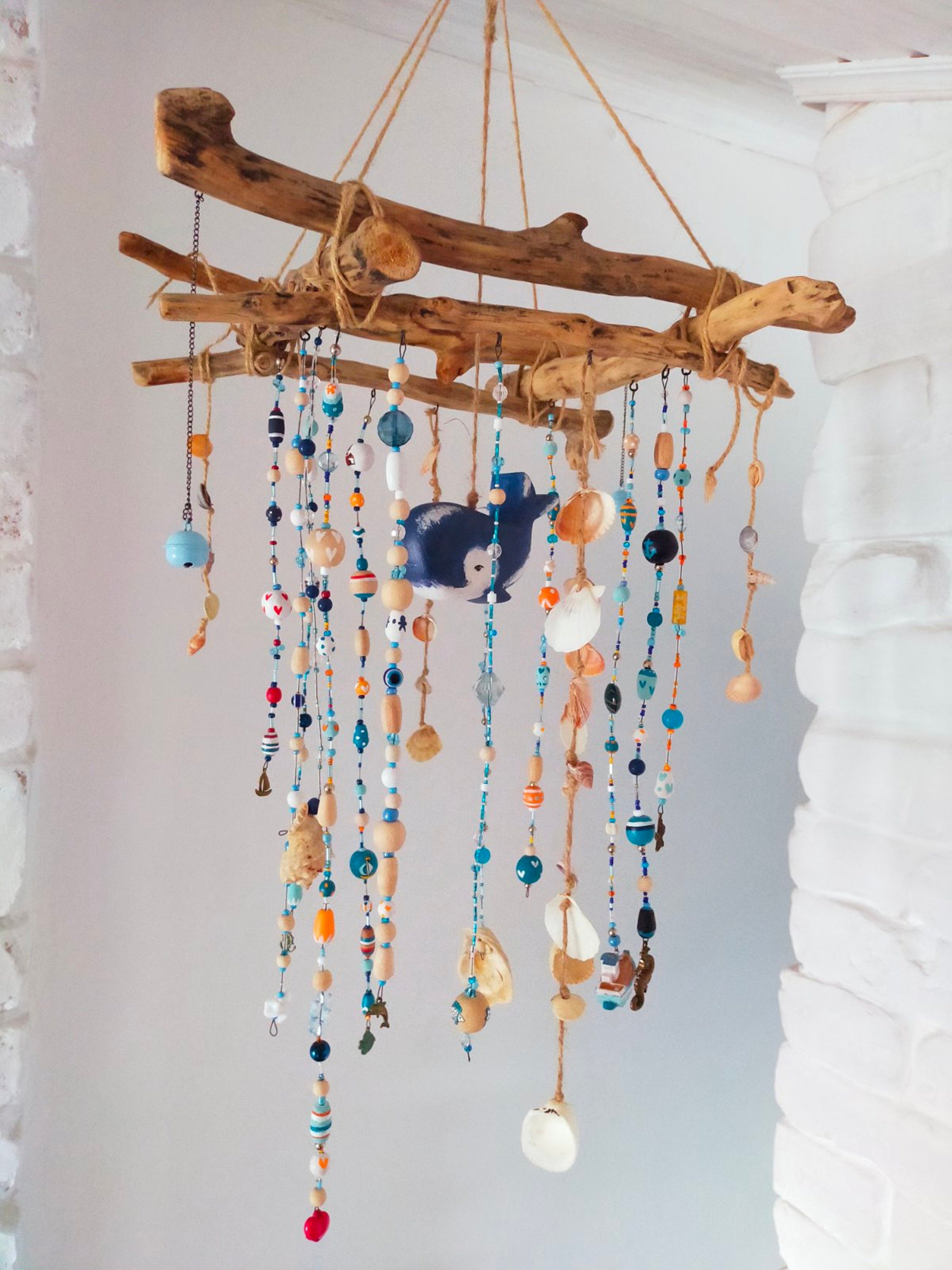 Bead Wind Chime, Boho Sun Catcher, Wooden Decor, Beaded Windchimes ...