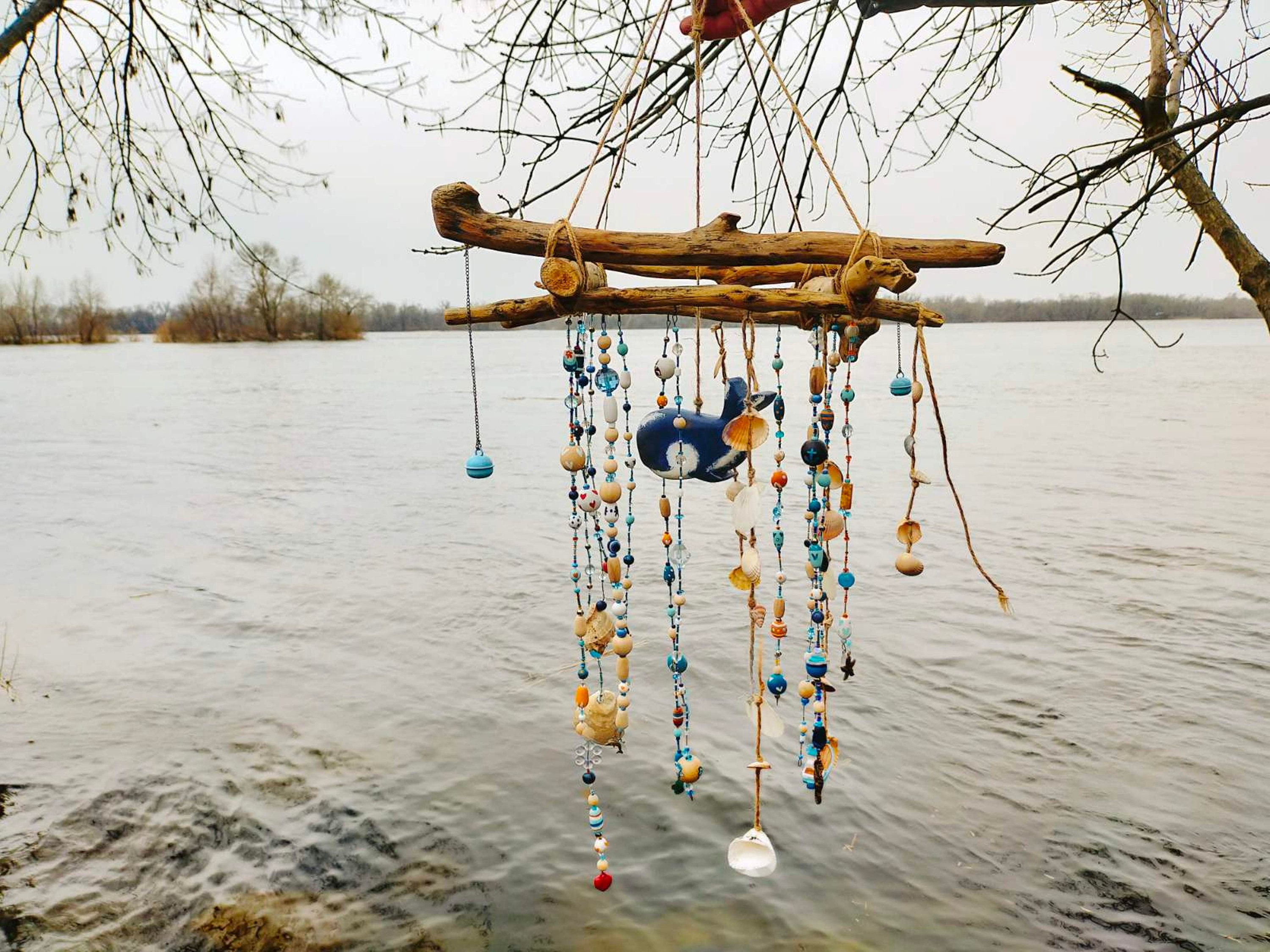 Bead Wind Chime, Boho Sun Catcher, Wooden Decor, Beaded Windchimes ...