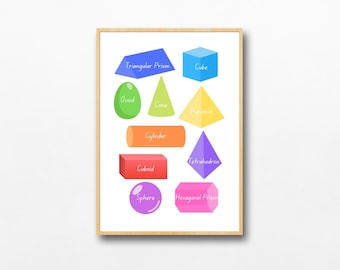 2D 3D Shapes, Flashcards, Posters, Printable, Teaching Resource ...
