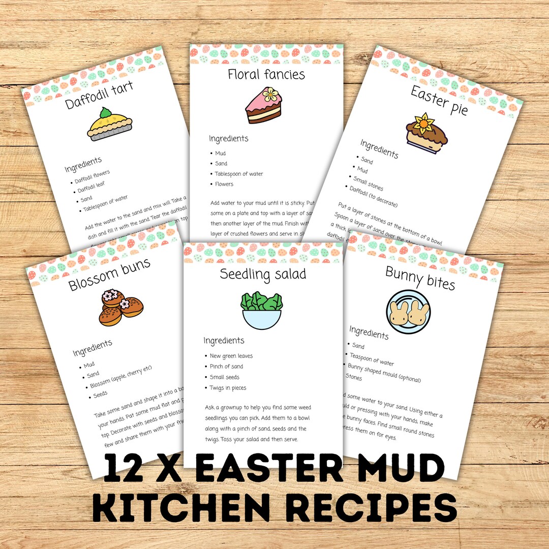 Easter Mud Kitchen Recipes 12 Poster and Flashcard Sized Recipes With a ...