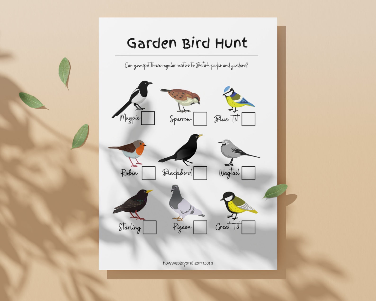 Bird Hunt Printable for Kids | I-spy of Common British Garden Birds - Etsy