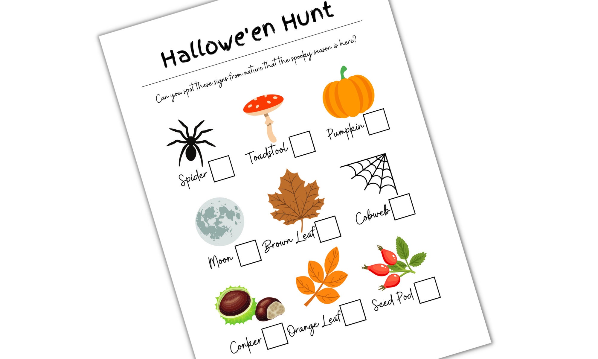 Halloween Nature Scavenger Hunt for Kids: Spooky Autumn I-spy (instant ...