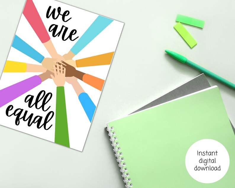 We Are All Equal Poster: Colourful Inclusive Classroom Poster (instant ...