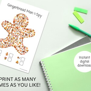 Gingerbread Man I-spy Printable | Xmas Eve Box Printable Worksheet for ...