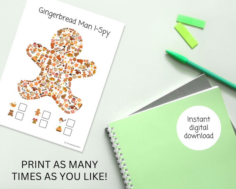 Gingerbread Man I-spy Printable | Xmas Eve Box Printable Worksheet for ...