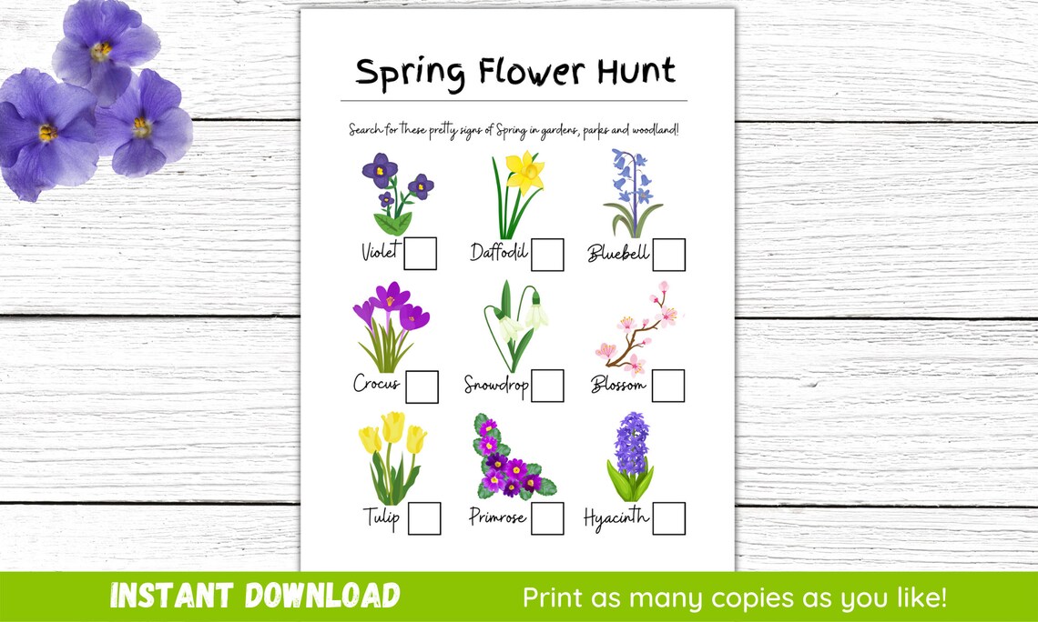 Spring Flower Hunt Fun Easter Scavenger Hunt for Kids - Etsy