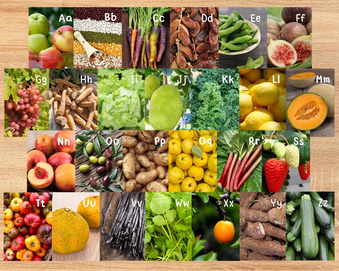 Fruit & Vegetable Alphabet Posters | Montessori Reggio A-Z Photo Cards ...