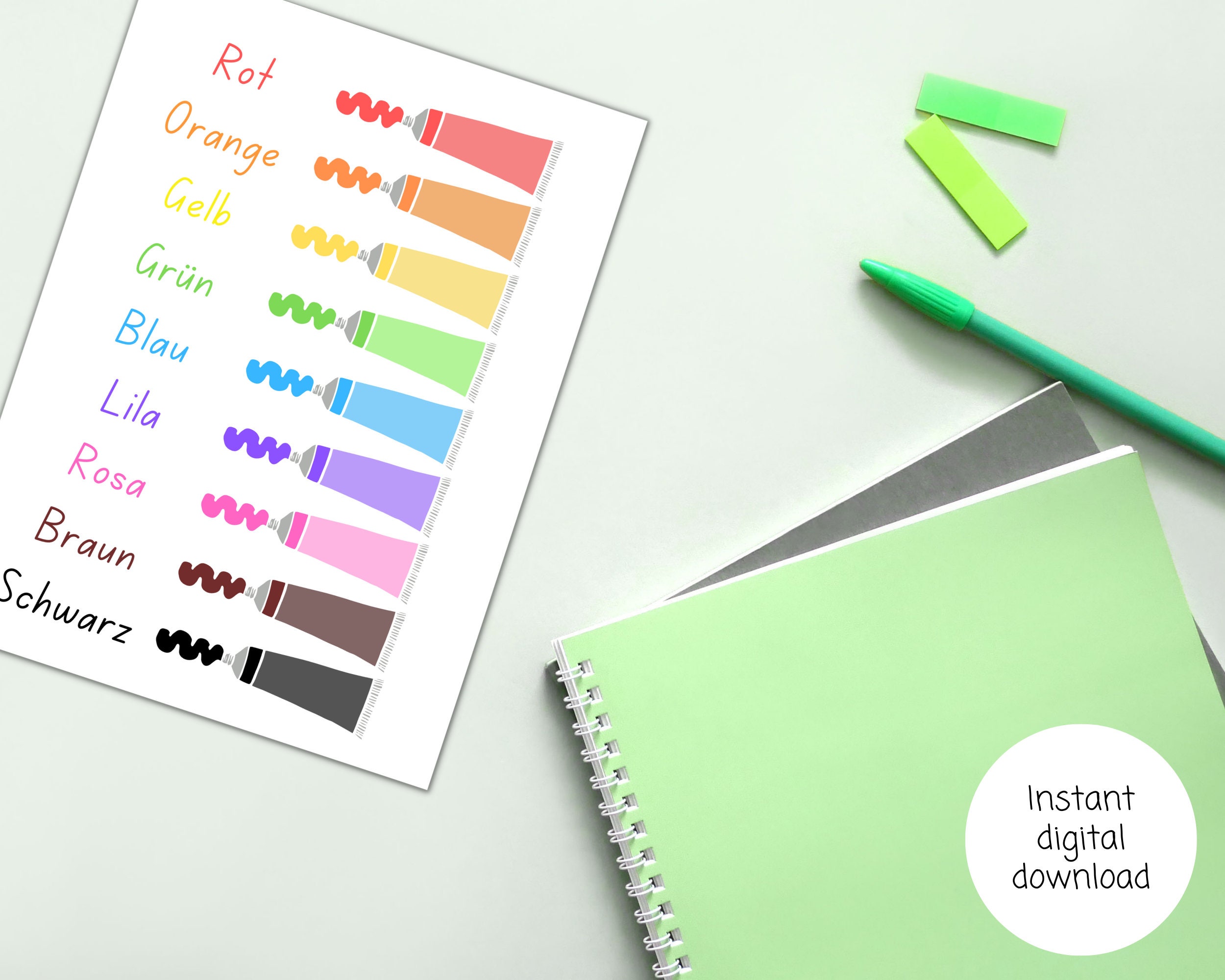 German Colour Poster Colourful Language Poster in Standard and Cursive ...