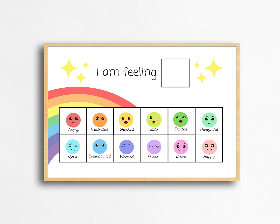 Feelings Tracker | Colourful Printable Poster With Emoji Emotions for ...