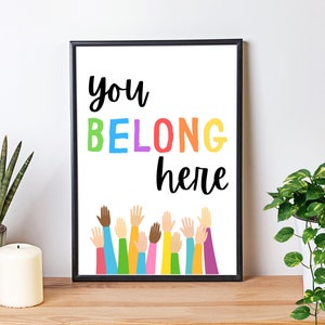 You Belong Here Poster | Rainbow Diversity Wall Art | Playroom ...