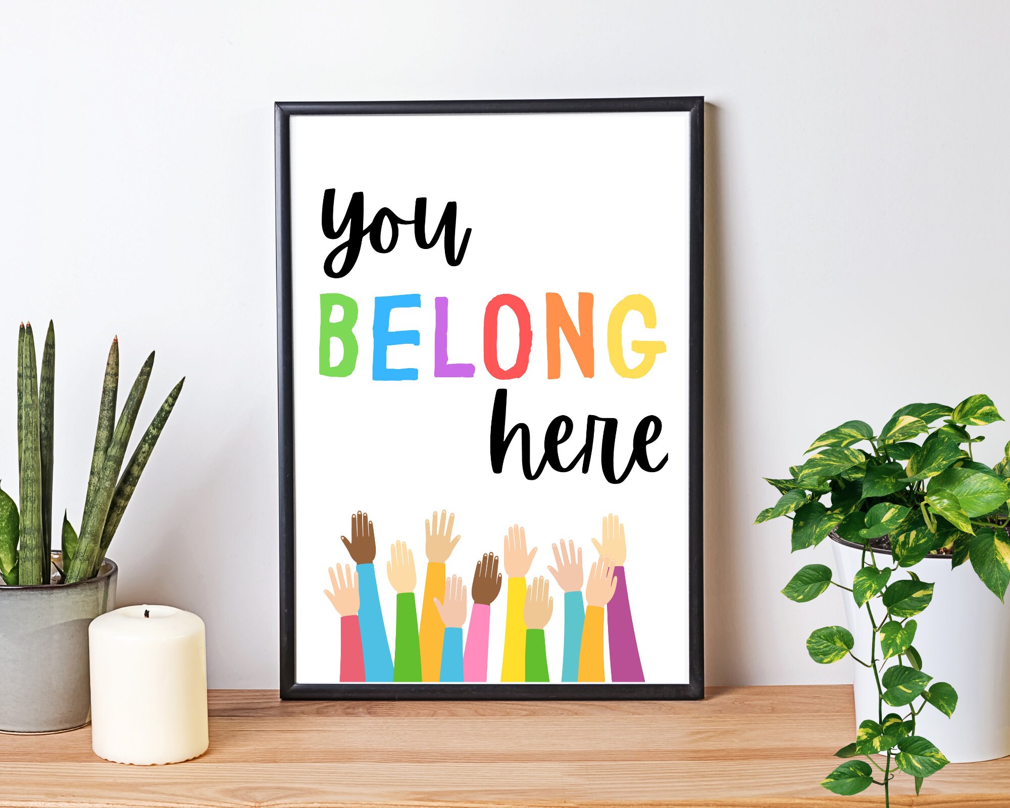 You Belong Here Poster | Rainbow Diversity Wall Art | Playroom ...