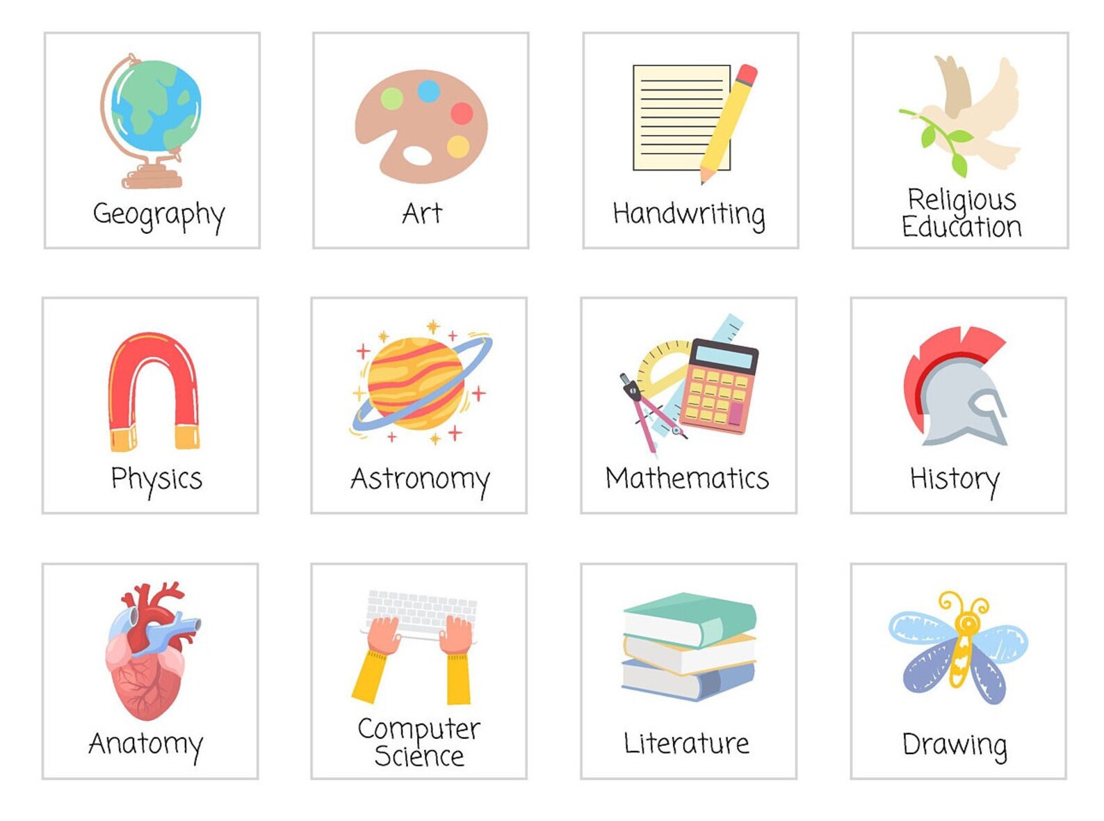 School Subject Icons for Kids Weekly Planner | Visual Timetable Routine ...