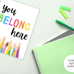 You Belong Here Poster | Rainbow Diversity Wall Art | Playroom ...