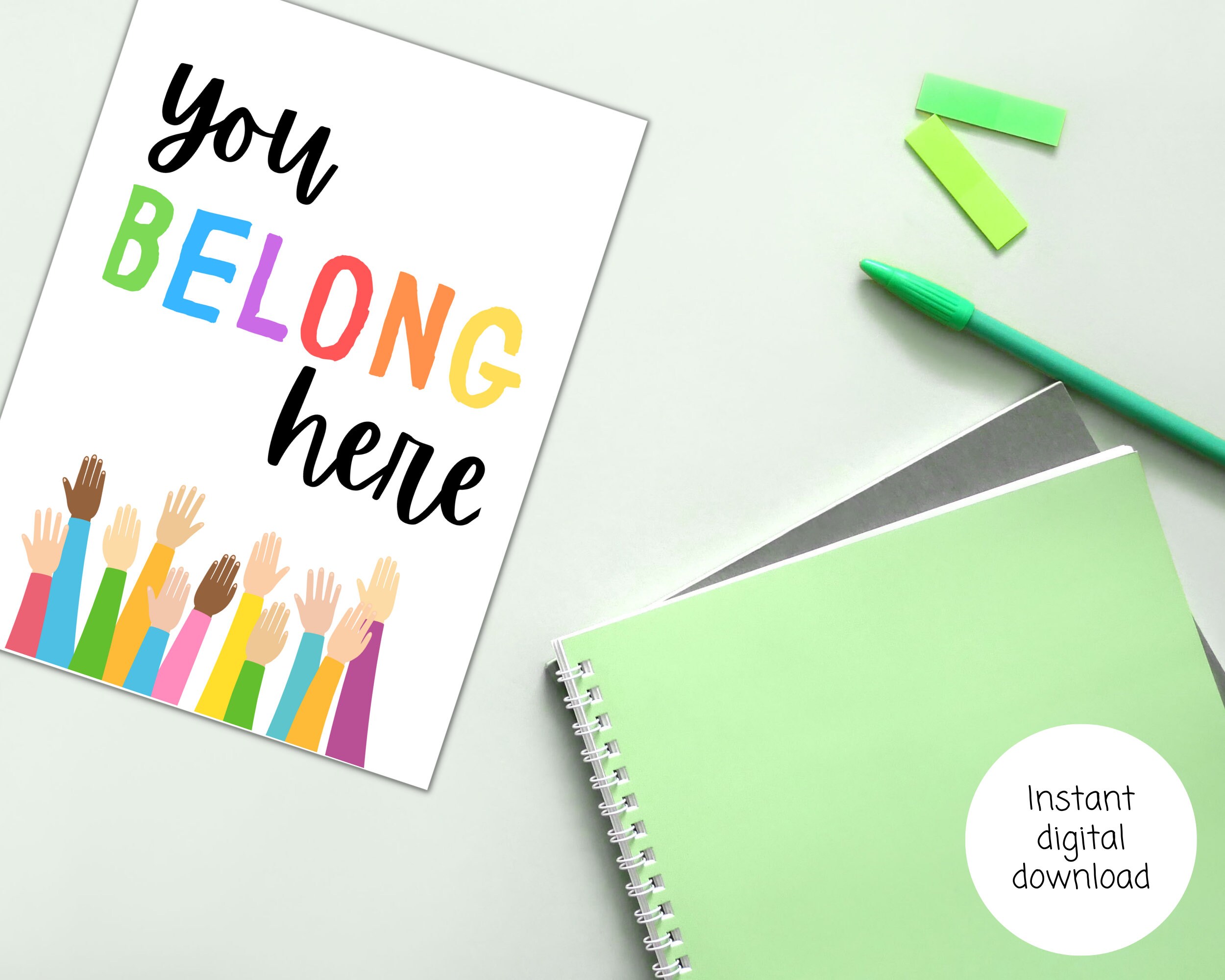 You Belong Here Poster | Rainbow Diversity Wall Art | Playroom ...