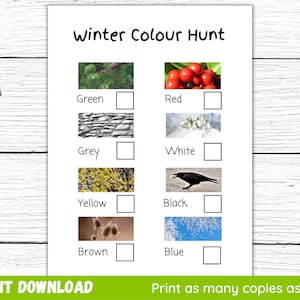 Winter Colour Nature Hunt | Printable Outdoor Scavenger Hunt With Real ...